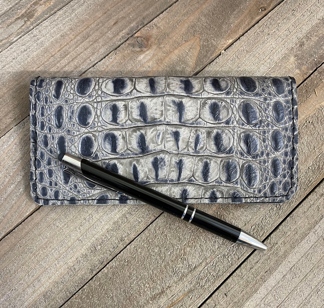 Buy Genuine Leather Checkbook Cover Embossed Crocodile Checkbook Online ...
