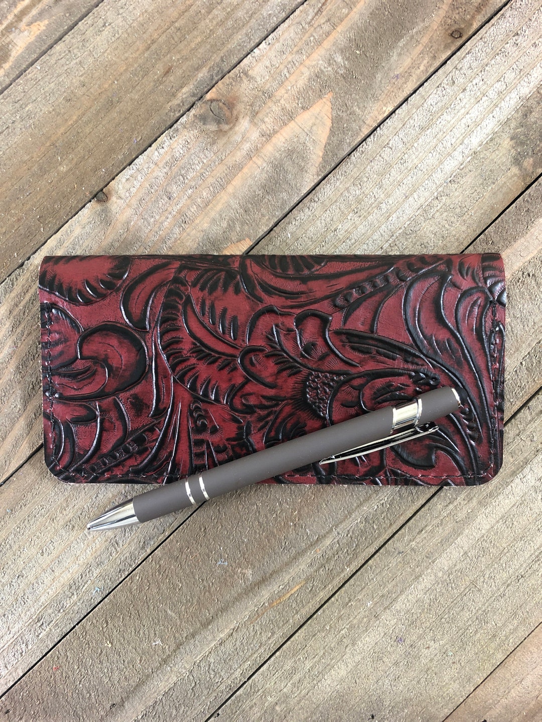 Western Genuine Leather Checkbook Cover - Etsy