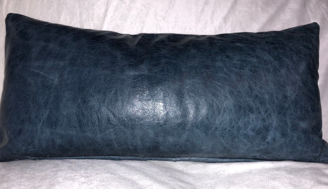 Decorative Pillow Genuine Leather Lumbar Pillow Accent | Etsy
