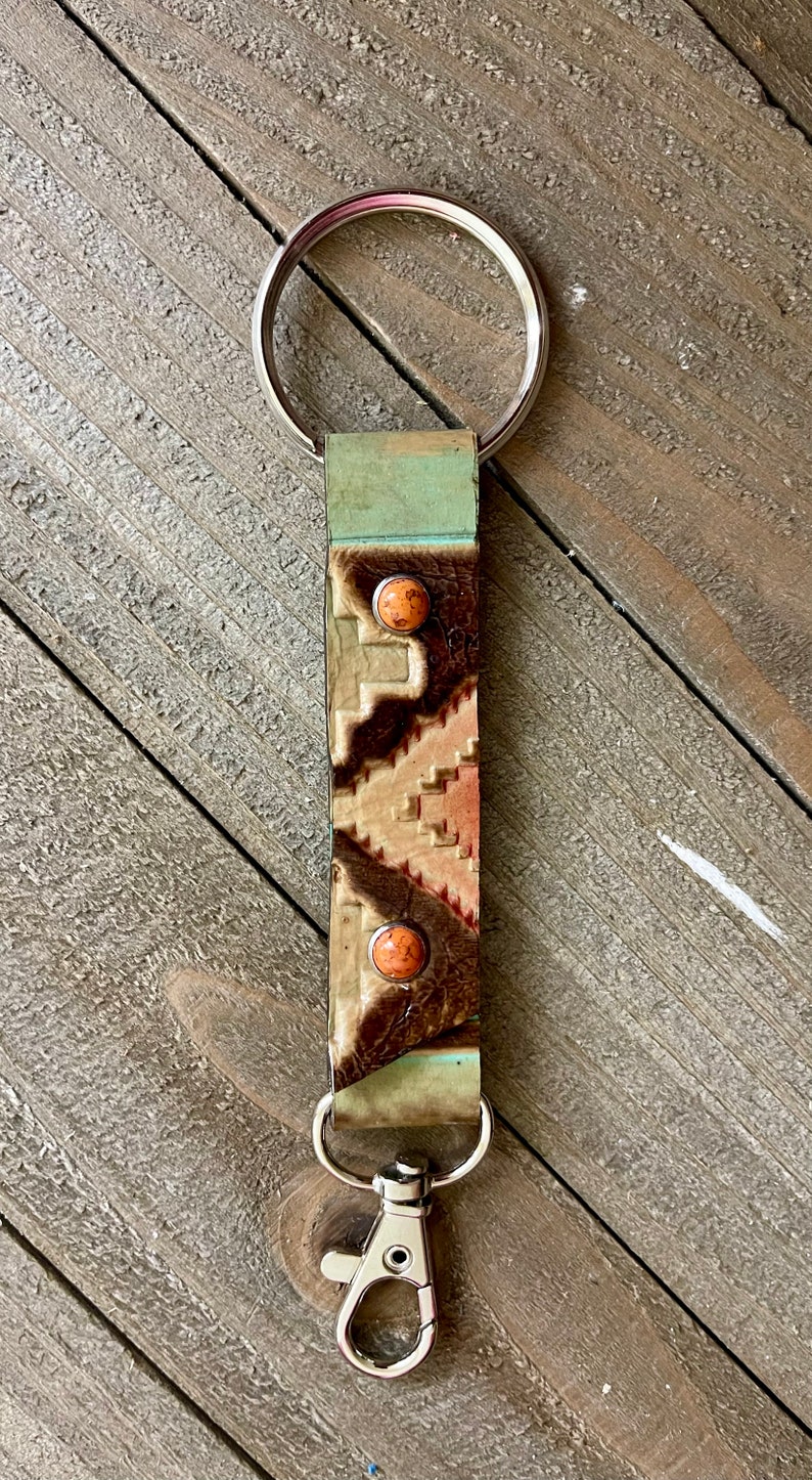 Genuine Leather Key Fob Southwestern Keychain Western - Etsy