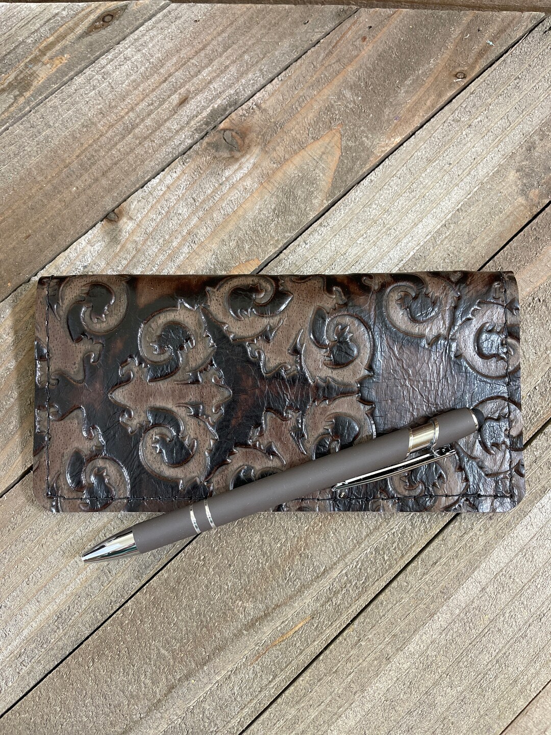 Western Genuine Leather Checkbook Cover - Etsy