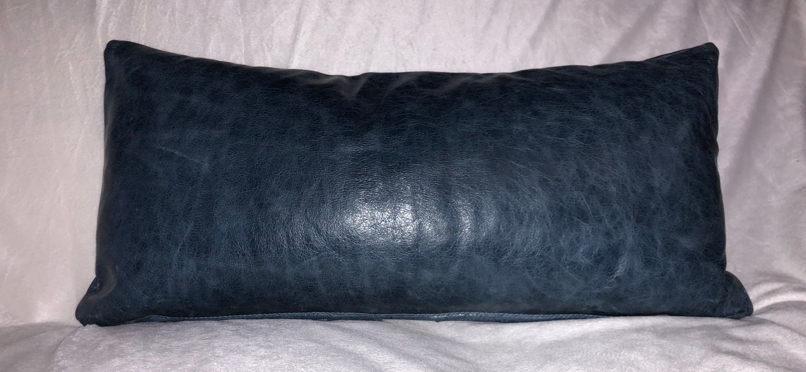 Decorative Pillow Genuine Leather Lumbar Pillow Accent | Etsy