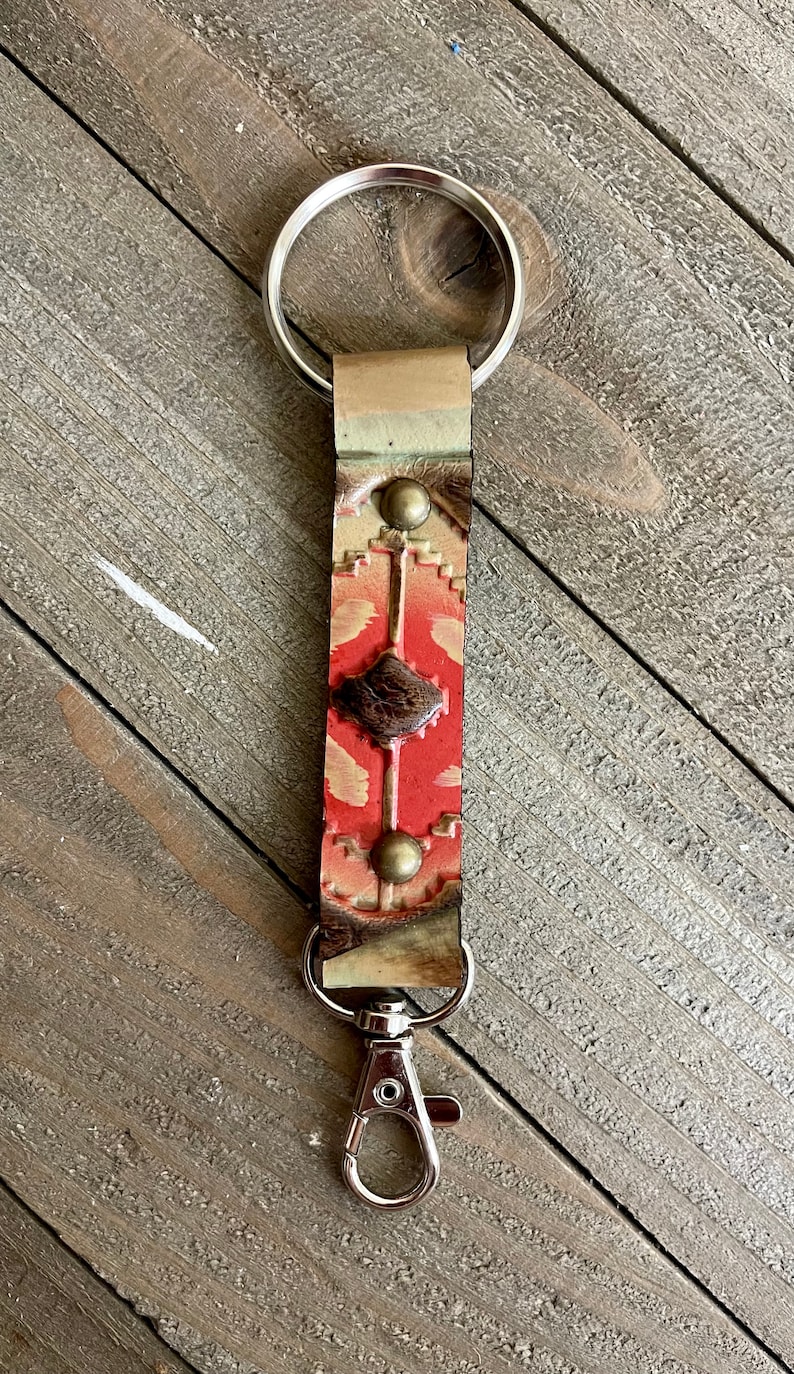 Genuine Leather Key Fob Southwestern Keychain Western - Etsy