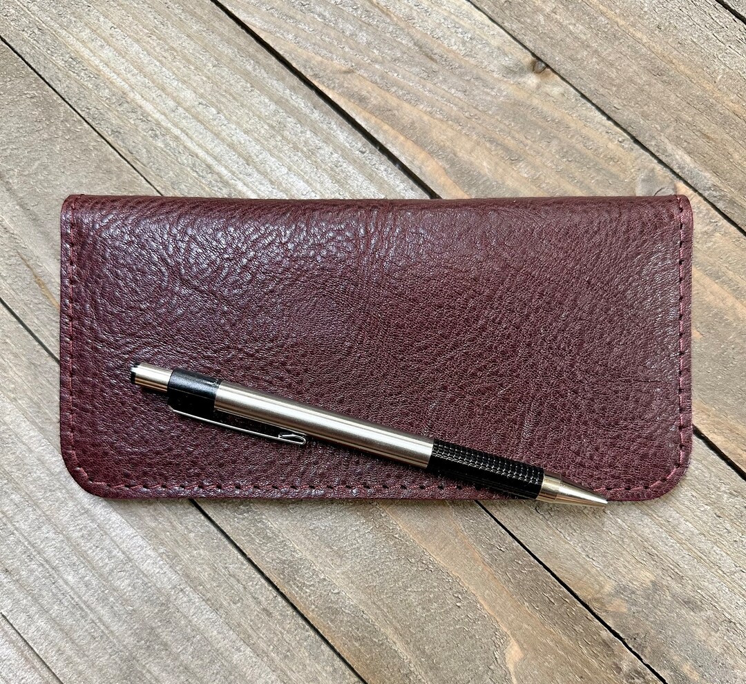 Dark Red Leather Checkbook Cover Brick Red Veg Tanned Italian - Etsy