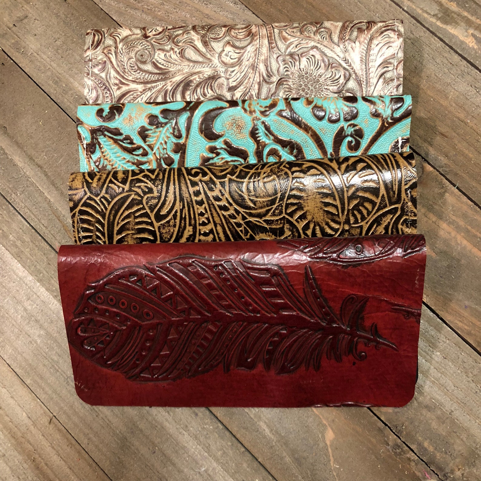 Western Genuine Leather Checkbook Cover Duplicate Leather - Etsy