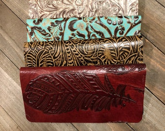 Western Genuine Leather Checkbook Cover - Etsy