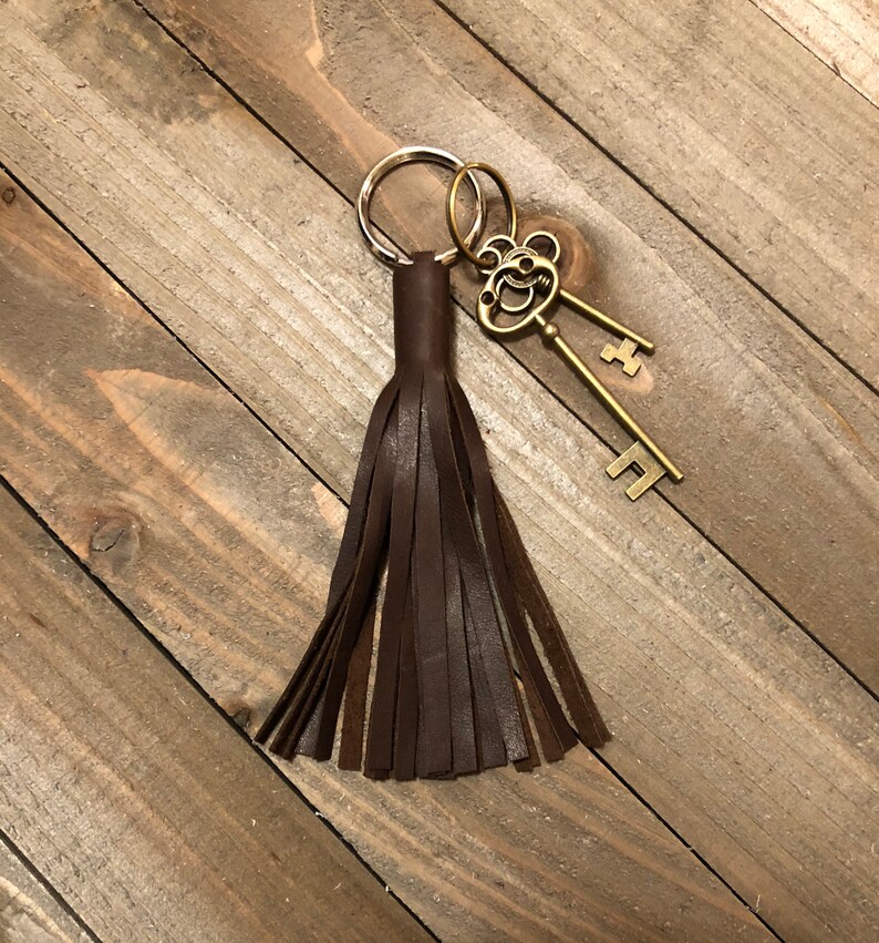 Brown Leather Tassel Keychain Handmade Leather Purse Tassel - Etsy