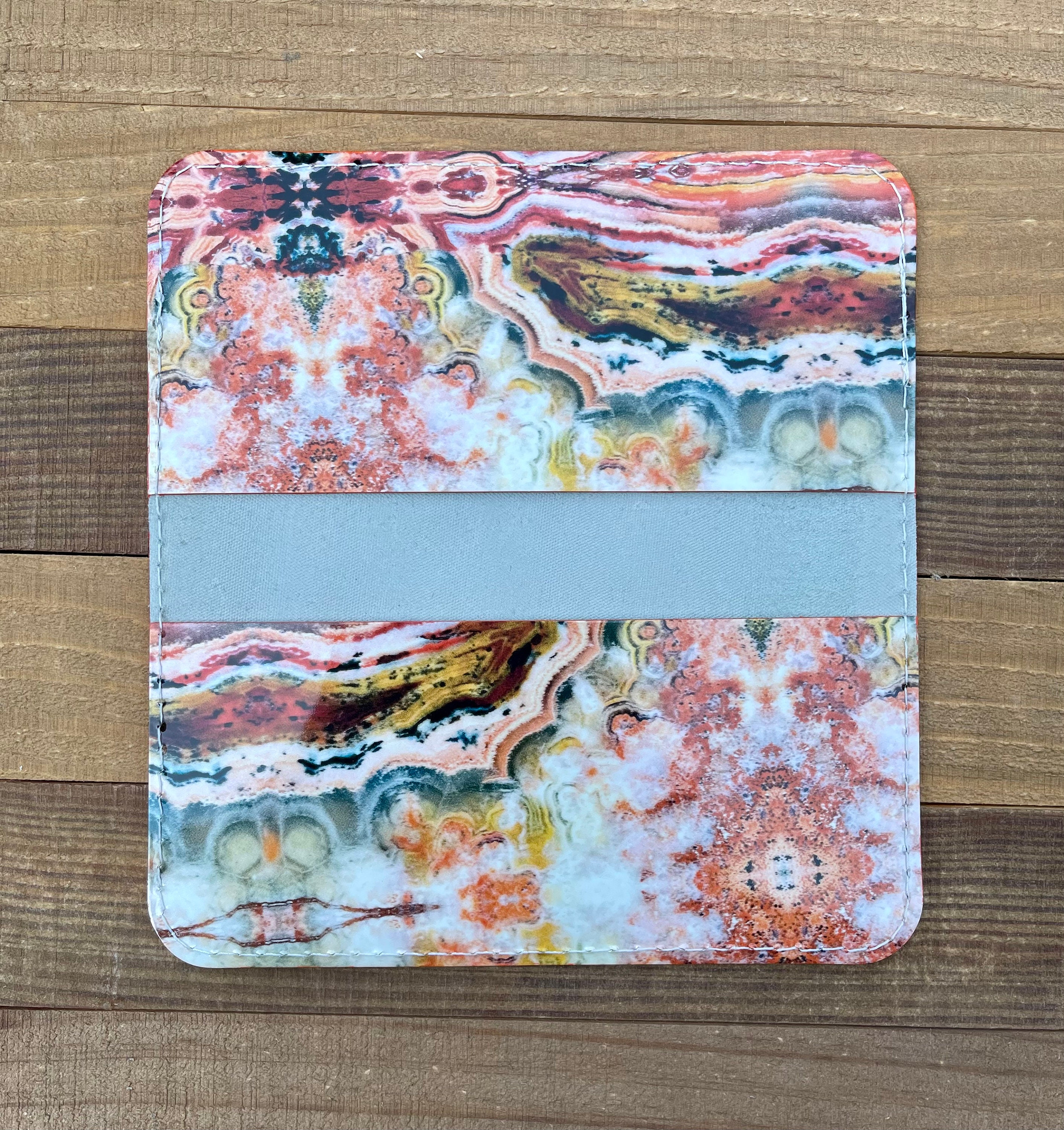 Handmade Italian Leather Checkbook Cover: Abstract Pattern - Etsy