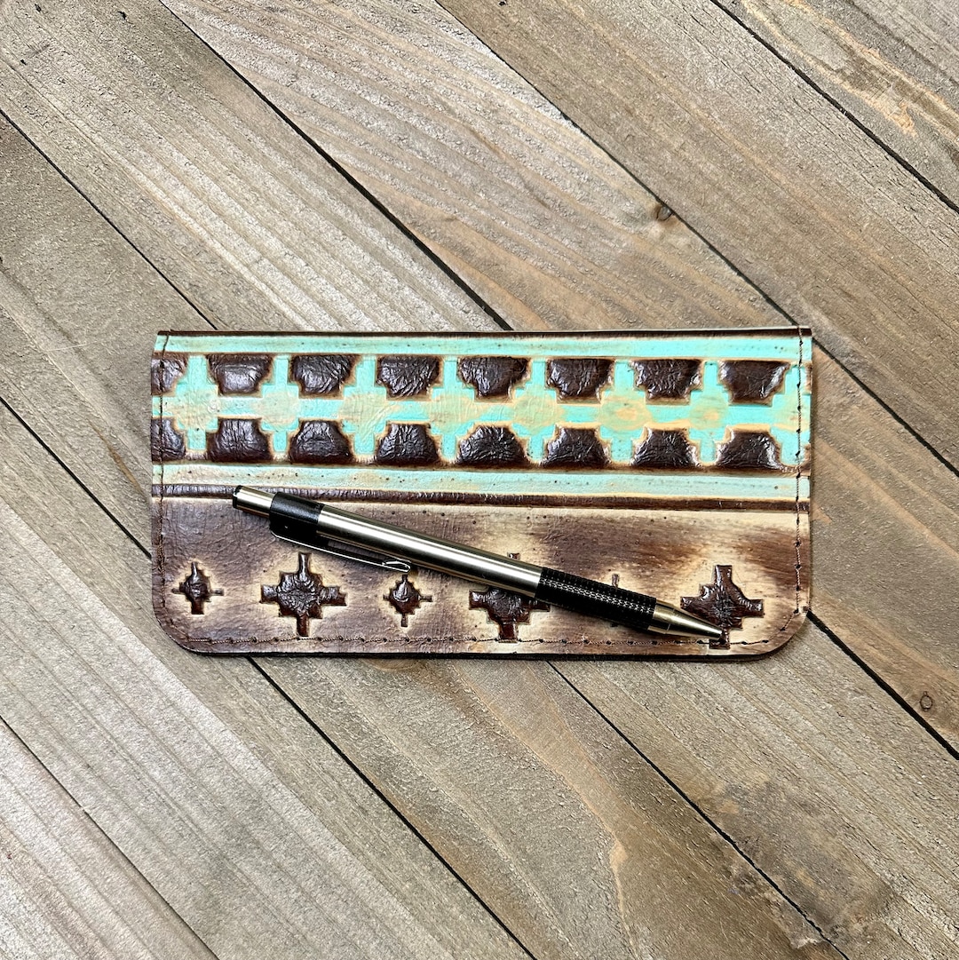 Western Genuine Leather Checkbook Cover - Etsy