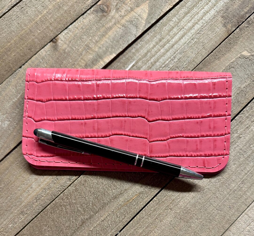 Pink Italian Leather Checkbook Cover, Leather Duplicate Checkbook Cover ...