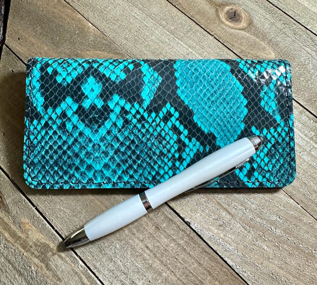 Genuine Leather Checkbook Cover, Handmade Python Embossed Italian ...