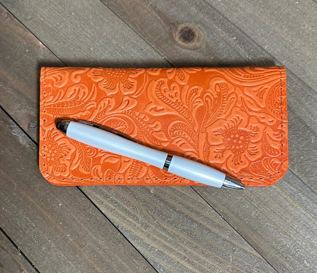 Italian Leather Checkbook Cover, Orange Leather Duplicate Checkbook ...