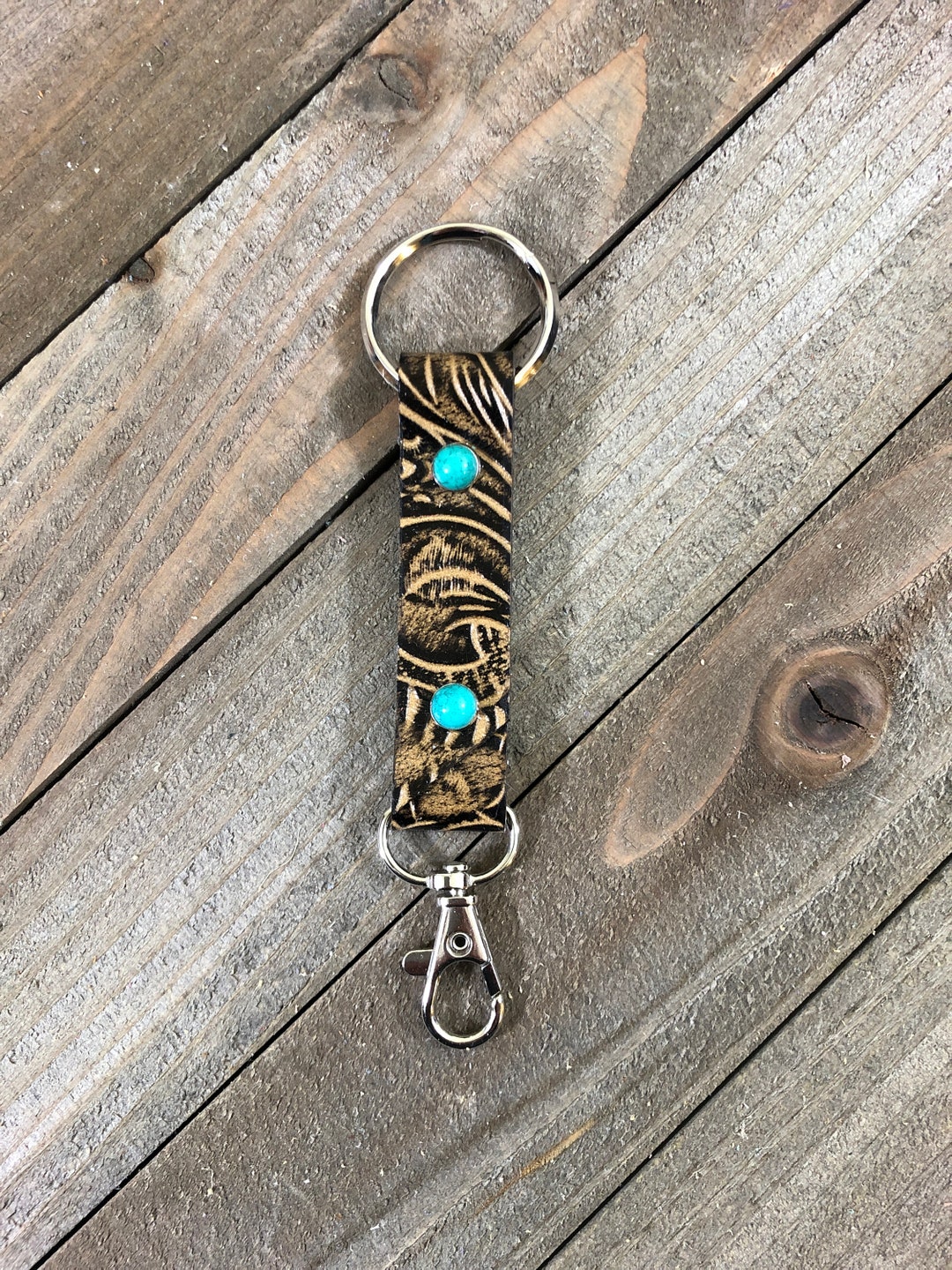 Genuine Western Leather Key Fob, Brown Western Leather Keychain ...