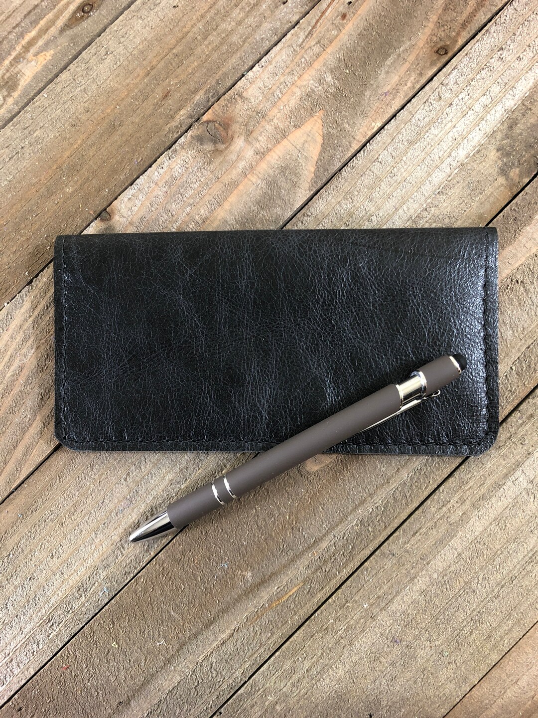 Genuine Leather Checkbook Cover, Black Leather Checkbook Cover - Etsy