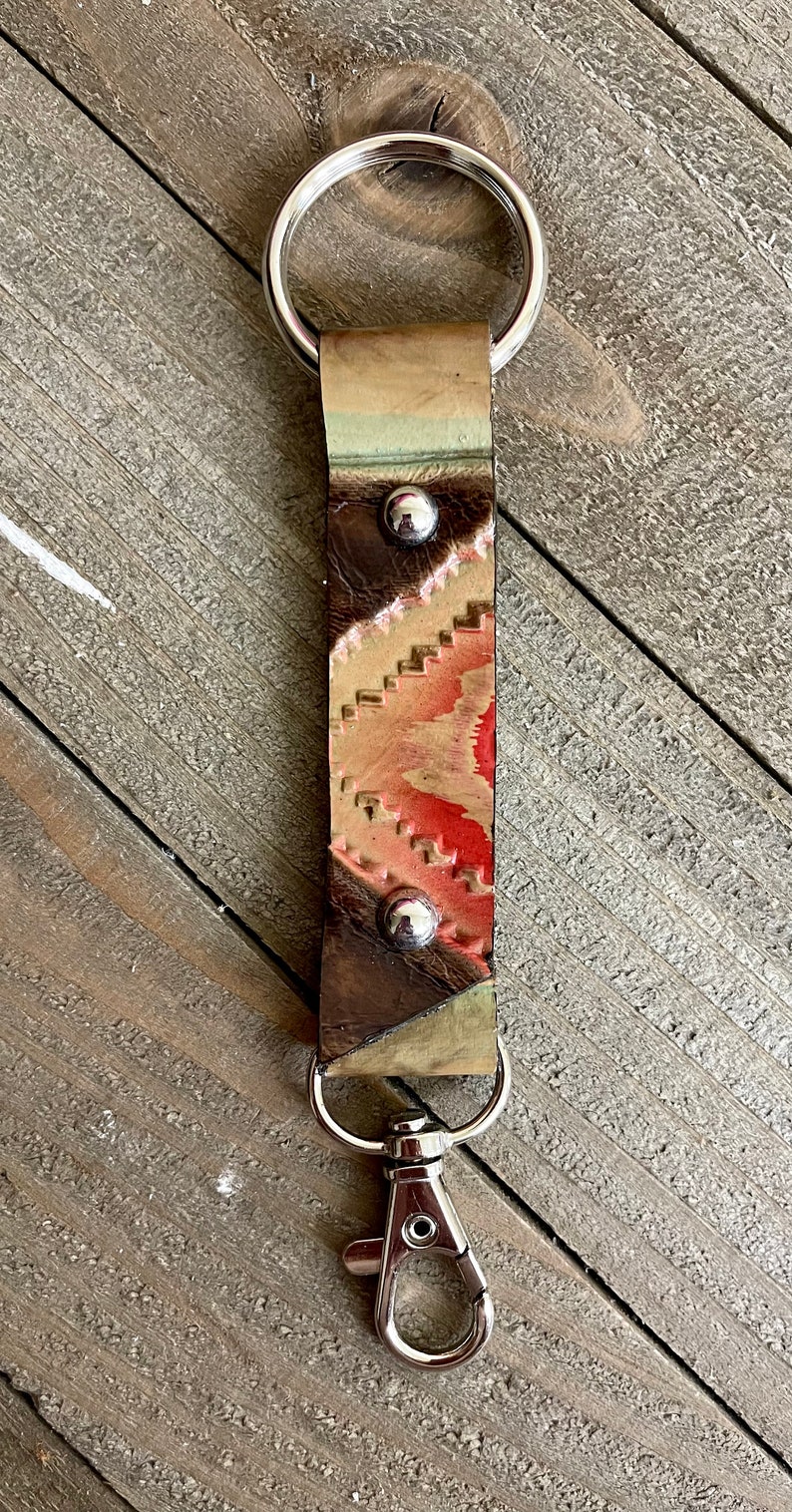 Genuine Leather Key Fob Southwestern Keychain Western - Etsy