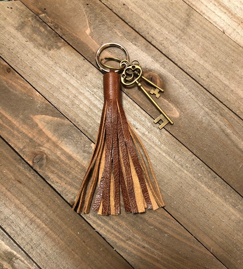 Brown Leather Tassel Keychain Handmade Leather Purse Tassel - Etsy