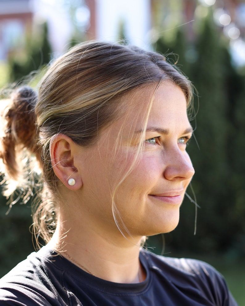 Handmade White Stud Earrings With Gold Foil - Hypoallergenic Surgical ...