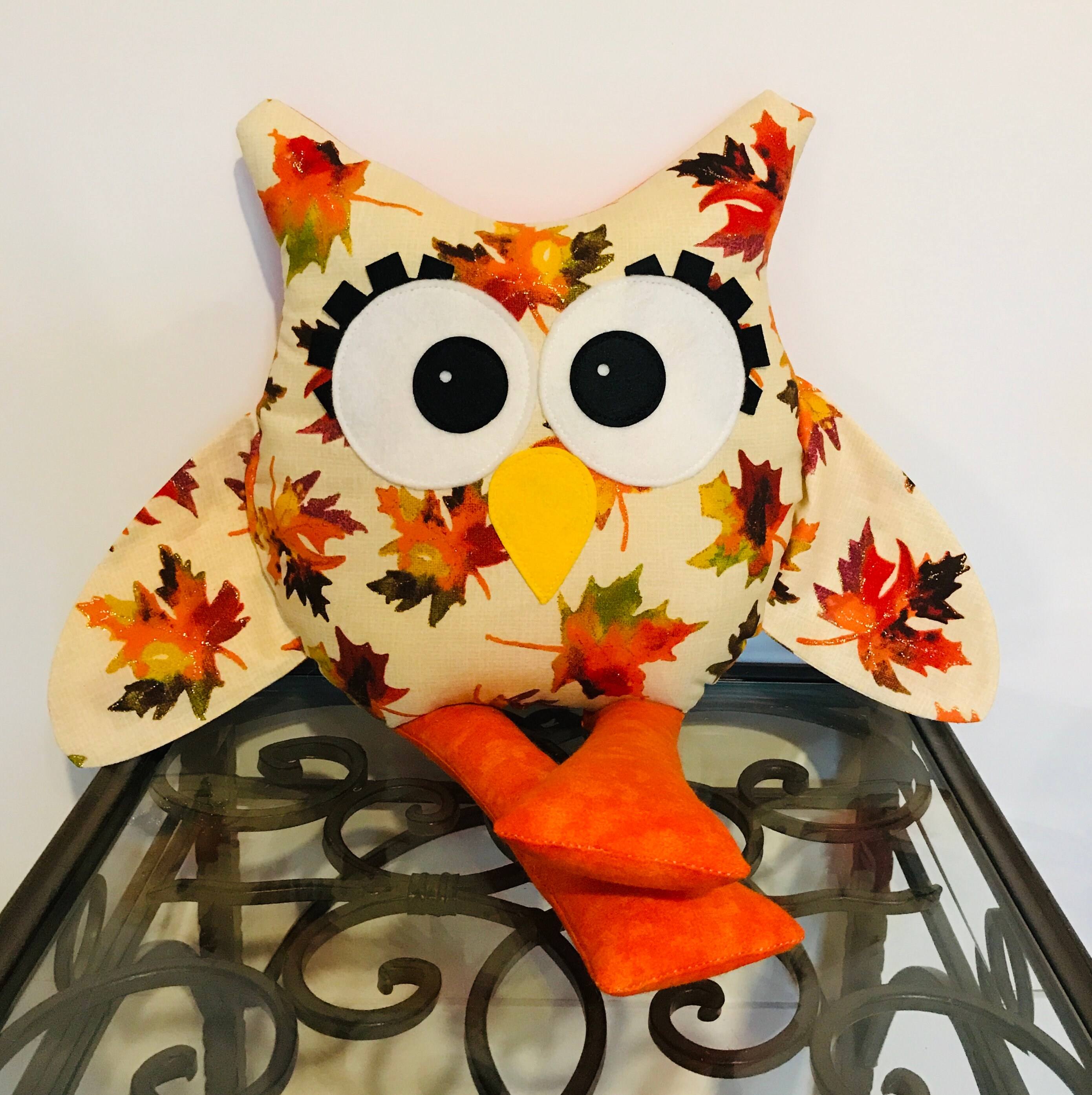 Autumn Print Handmade Stuffed Owl Leaves Owl Gift Gift for | Etsy