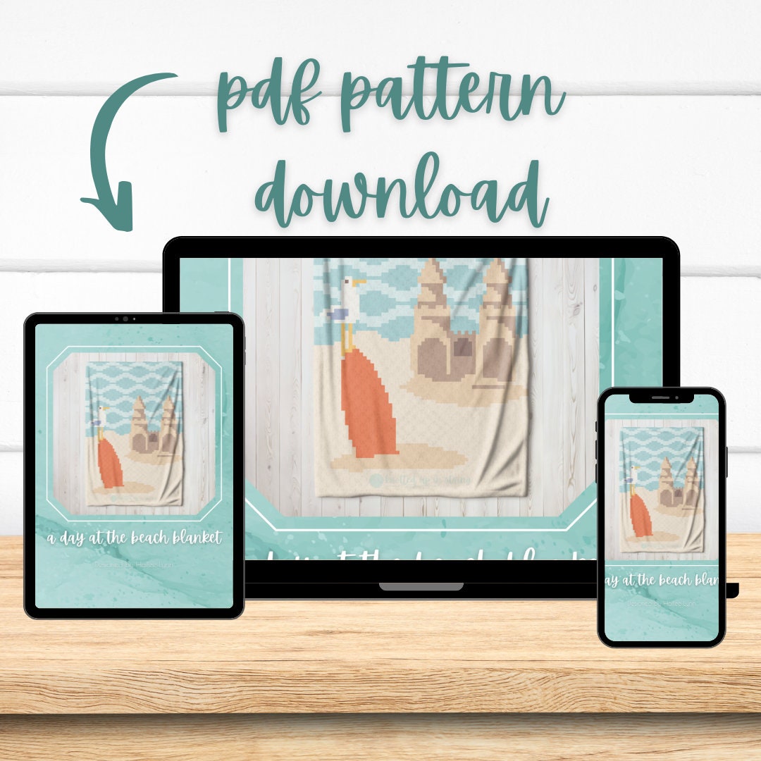 Surfing and Sandcastles C2C Pattern, Summer Beach Vibes Crochet Blanket ...