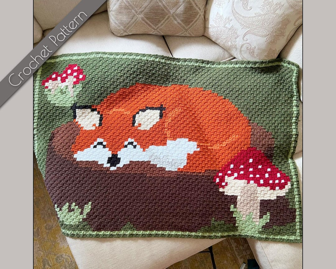Sleepy Fox C2C Crochet Pattern | Woodland Baby Blanket | Cottage ...