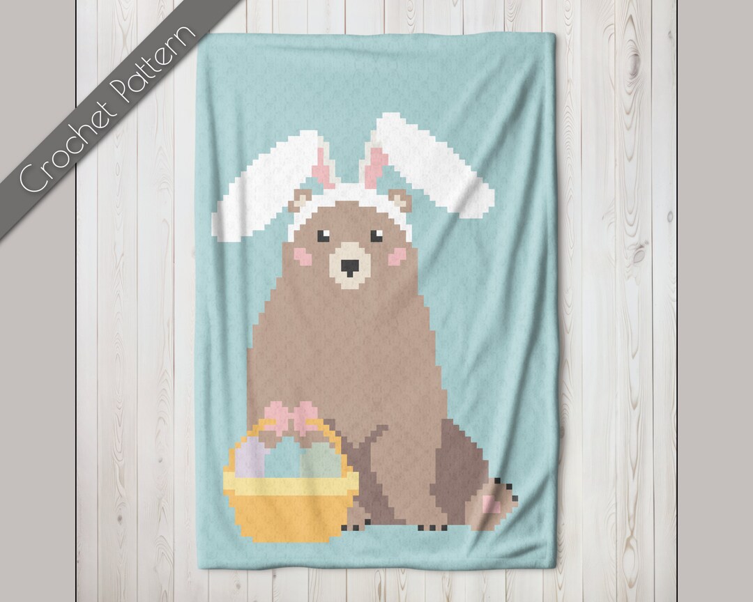 Easter Bunny Bear C2C Crochet Pattern, Bear Blanket, Easter Bunny Throw ...