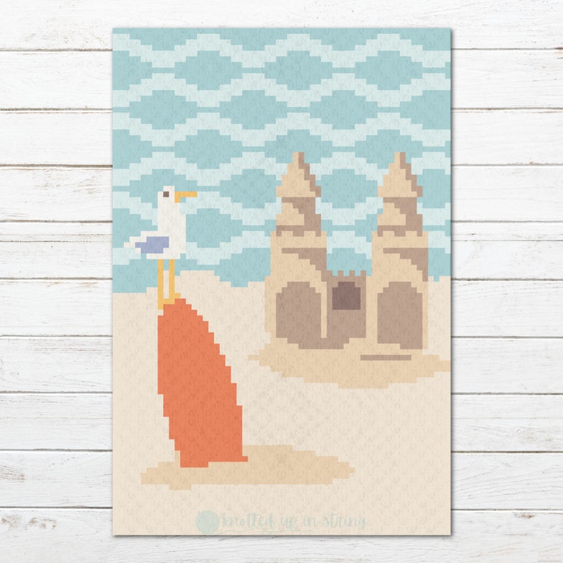 Surfing and Sandcastles C2C Pattern, Summer Beach Vibes Crochet Blanket ...
