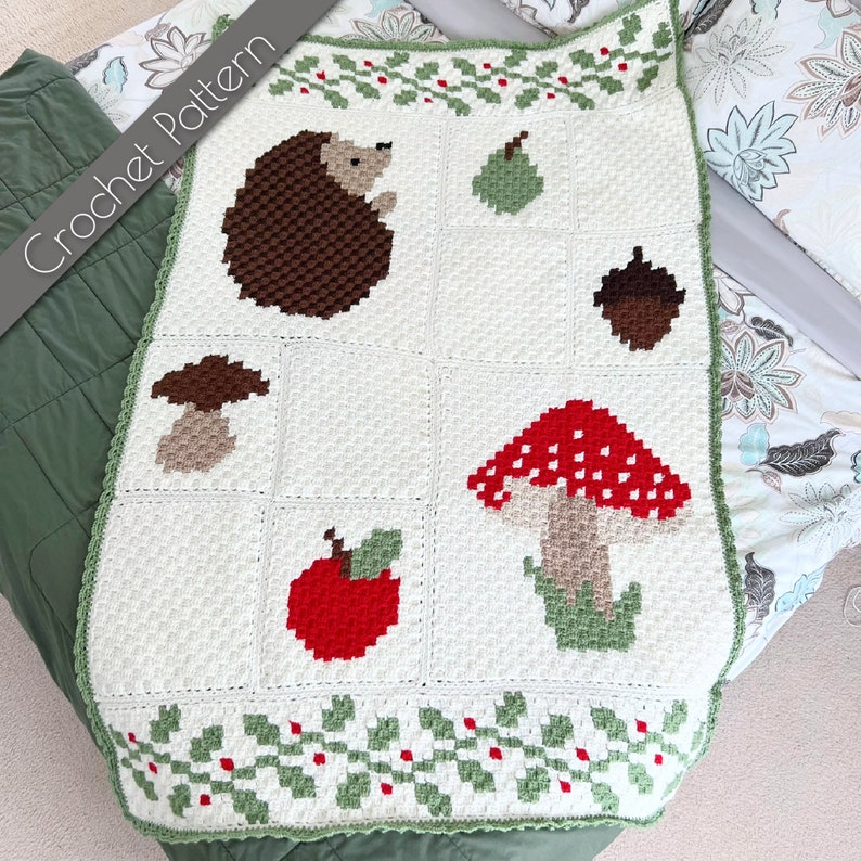 Woodland Sampler C2C Crochet Pattern, Forest Animal Crochet Blanket ...