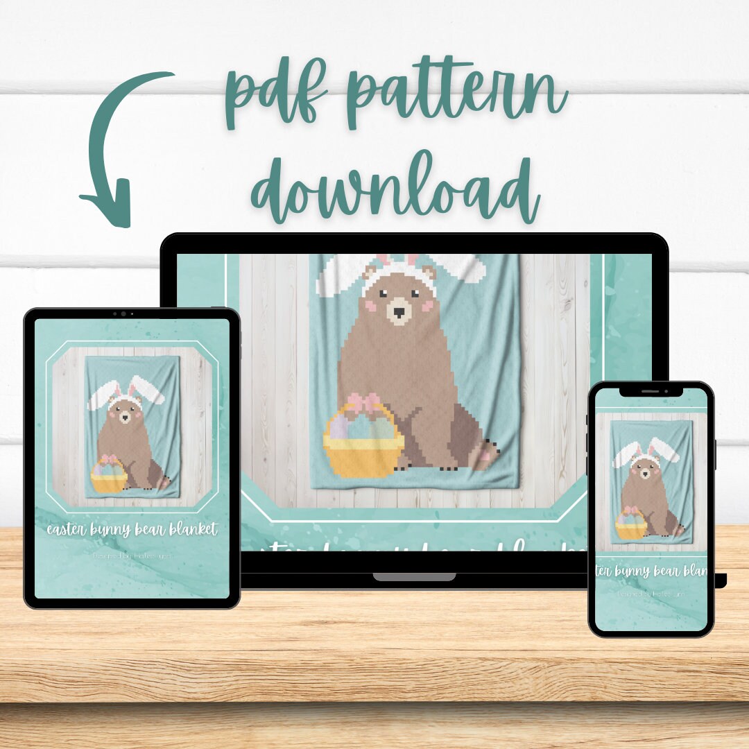 Easter Bunny Bear C2C Crochet Pattern, Bear Blanket, Easter Bunny Throw ...