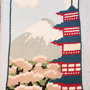 Mount Fuji C2C Crochet Pattern | Cherry Blossoms Blanket | Chureito ...