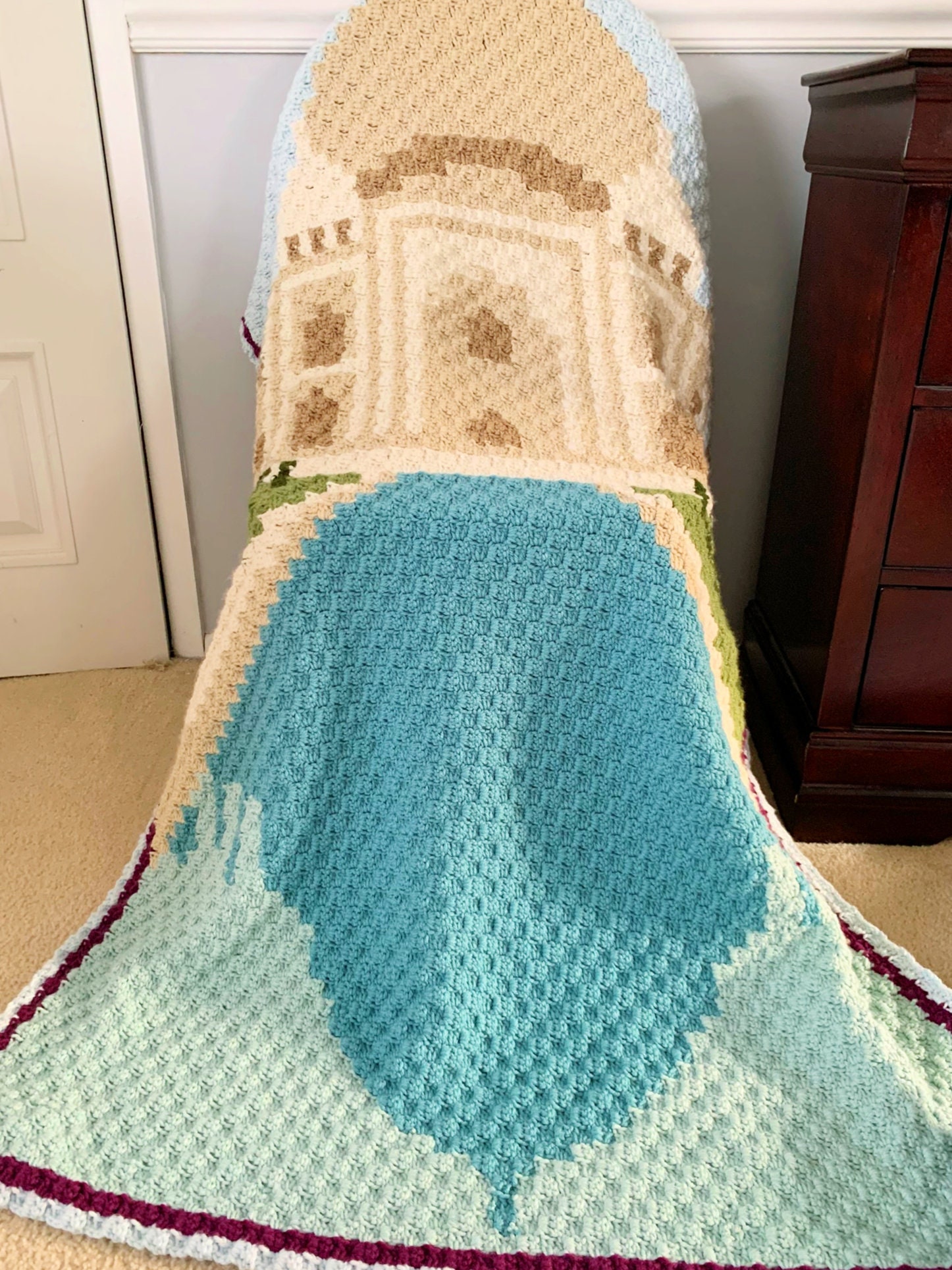 Taj Mahal C2C Crochet Pattern India Blanket Graphgan Landmark Travel ...