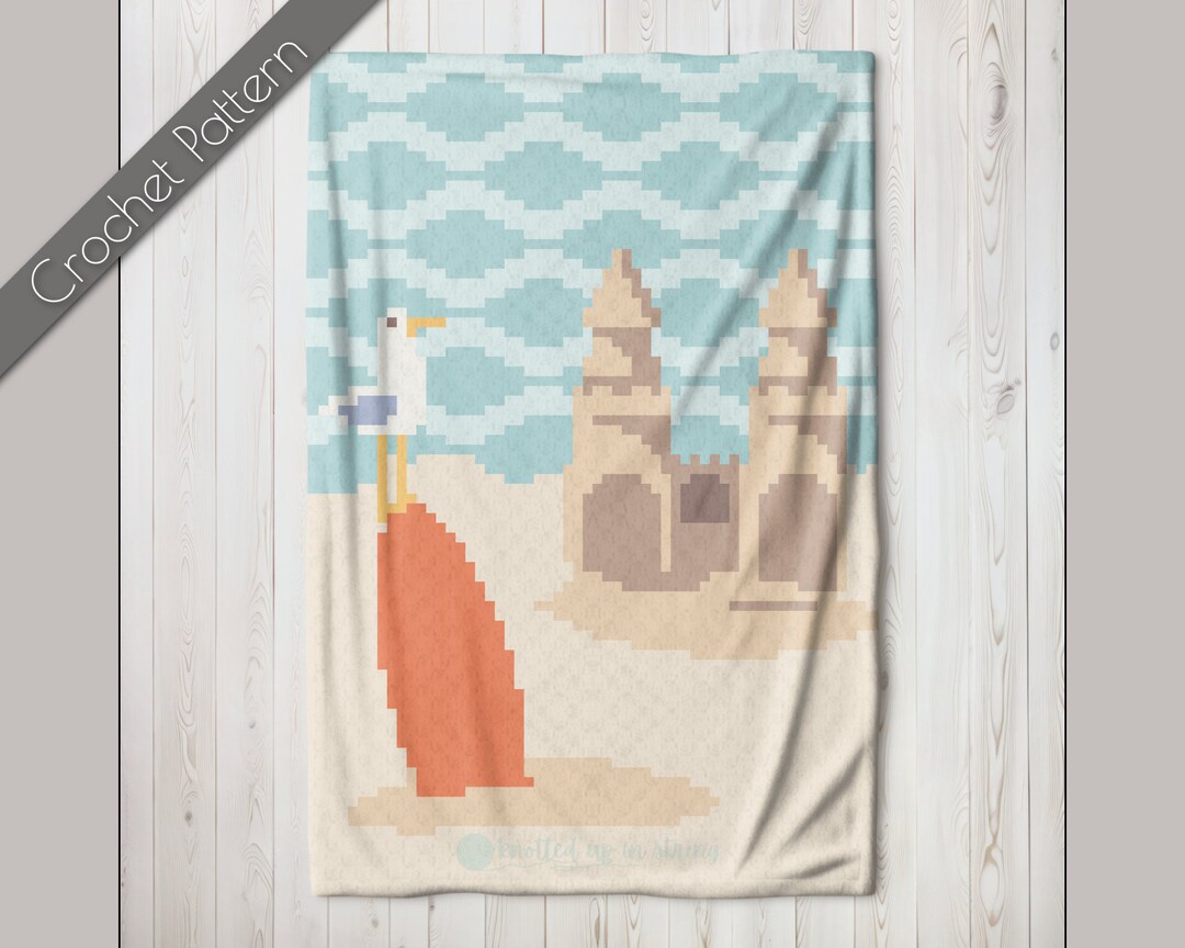 Surfing and Sandcastles C2C Pattern, Summer Beach Vibes Crochet Blanket ...