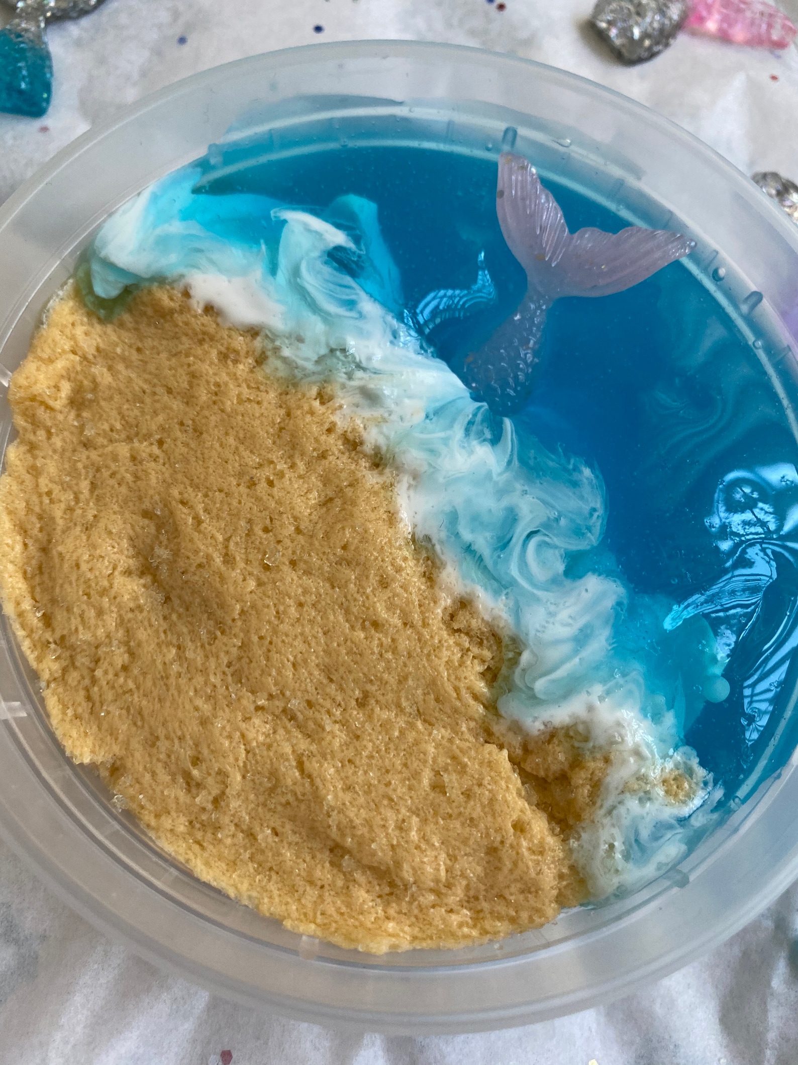 8oz Mermaid Beach Slime Non Scented cloud and clear slime | Etsy