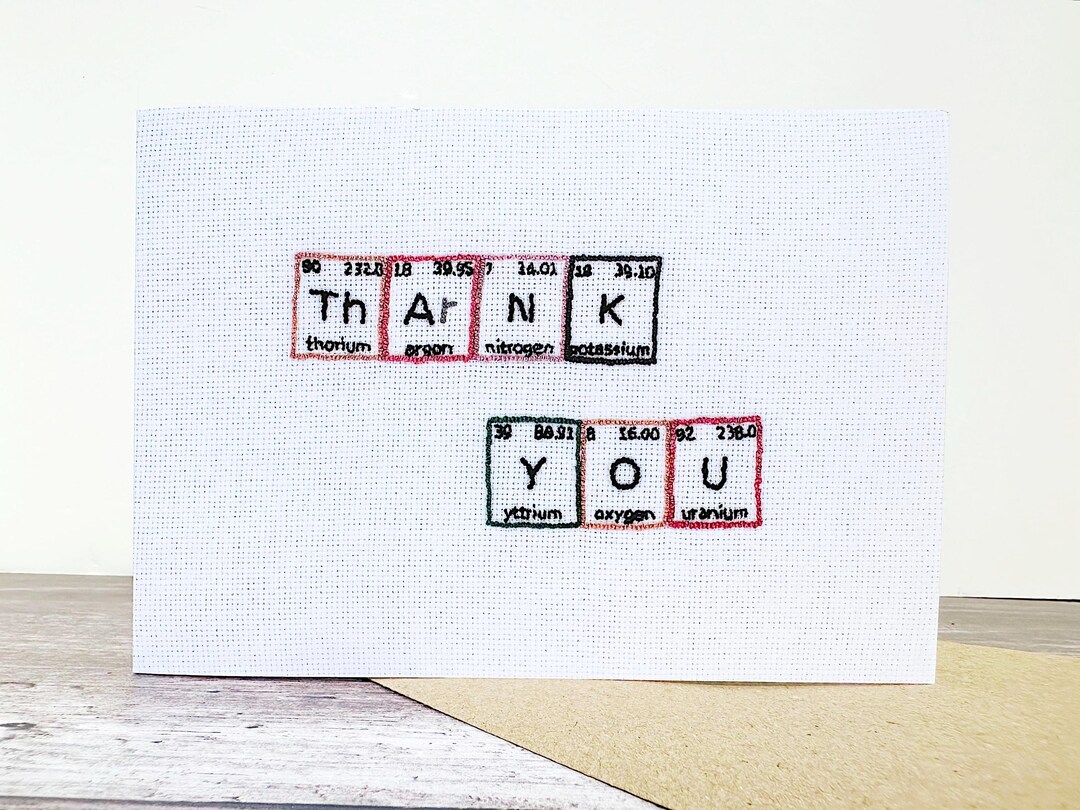 Periodic Table Thank You Greeting Card - Single - Etsy UK