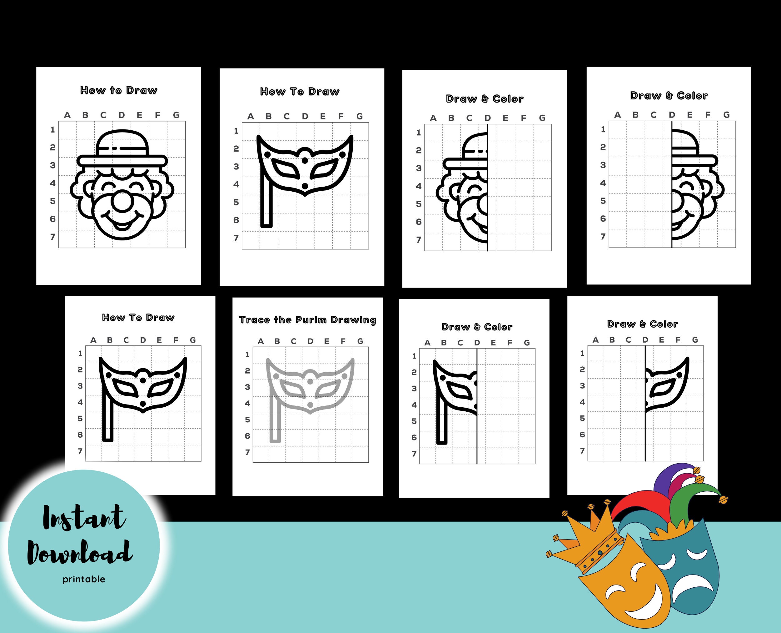 Jewish Holiday Activity Pages. Purim Kids Printable Worksheets : Purim ...