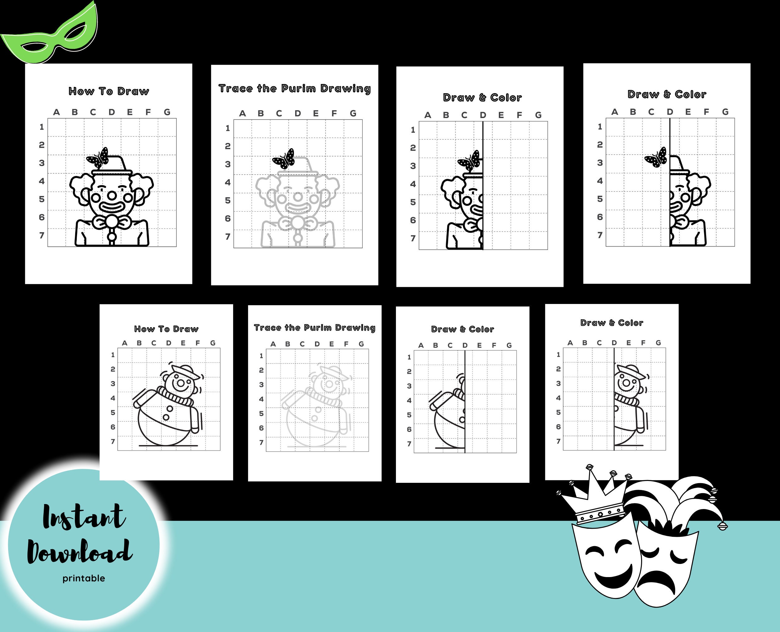 Jewish Holiday Activity Pages. Purim Kids Printable Worksheets : Purim ...