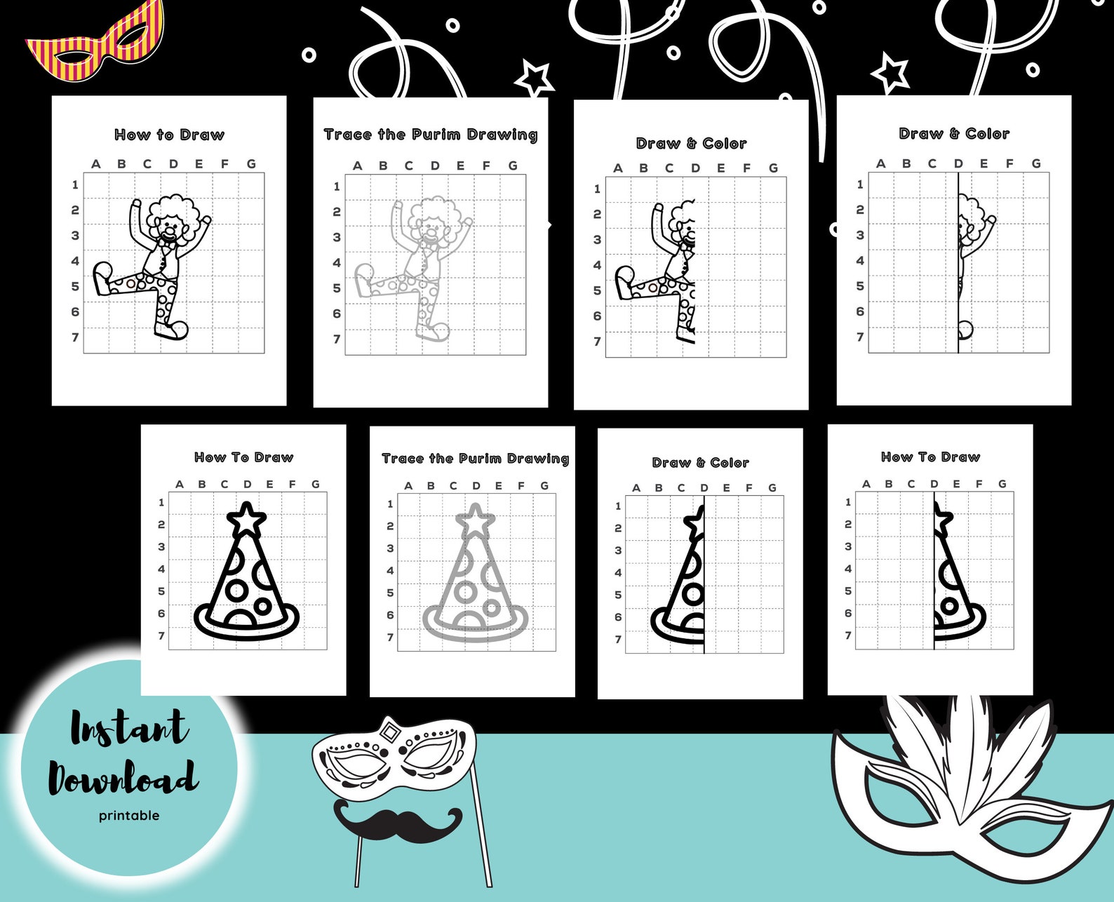 Jewish Holiday Activity Pages. Purim Kids Printable Worksheets : Purim ...