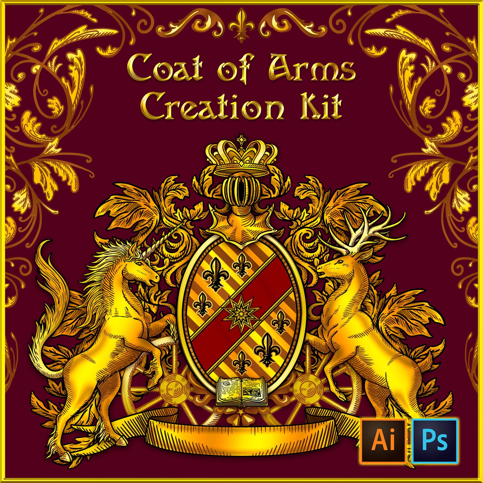 diy-gold-custom-coat-of-arms-creation-kit-custom-family-etsy
