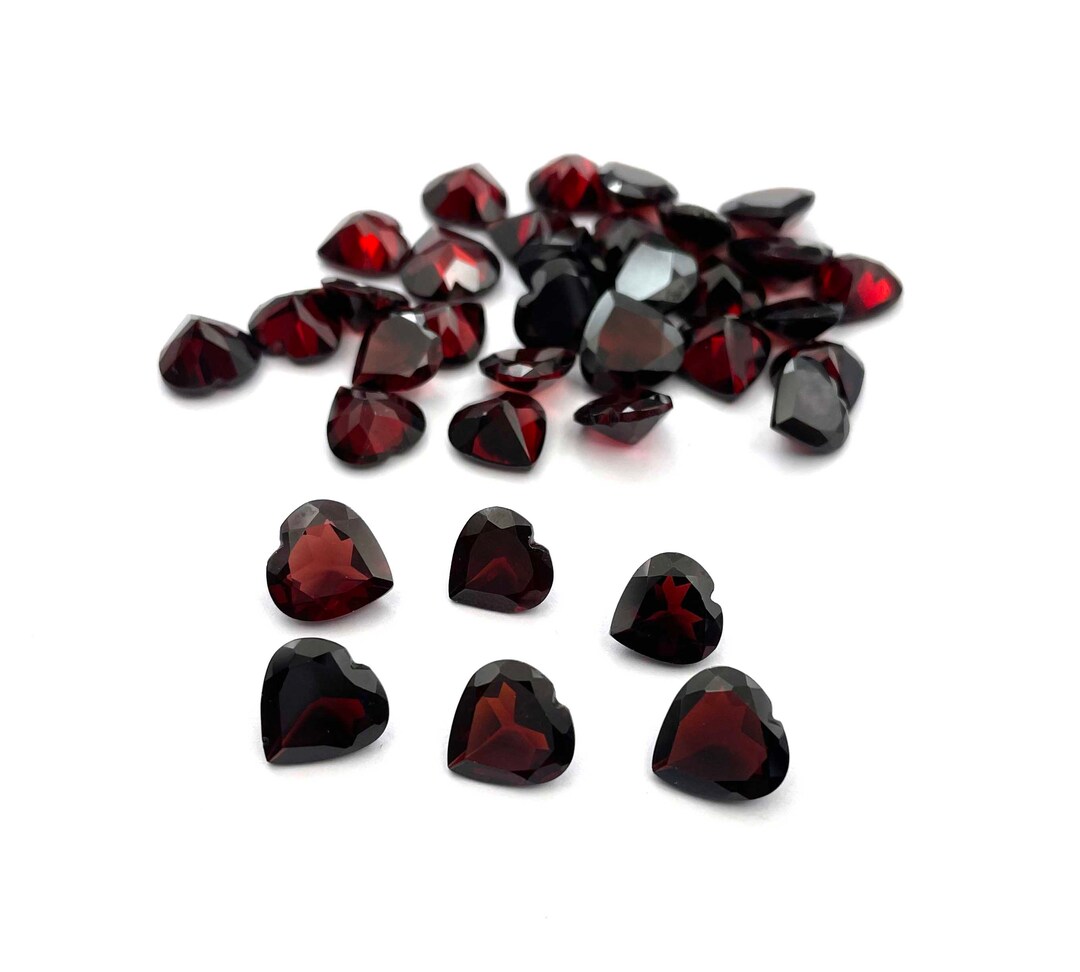 Natural Red Garnet Heart Cut Loose Gemstone Lot 6 Pcs 10 MM 20 CT ...