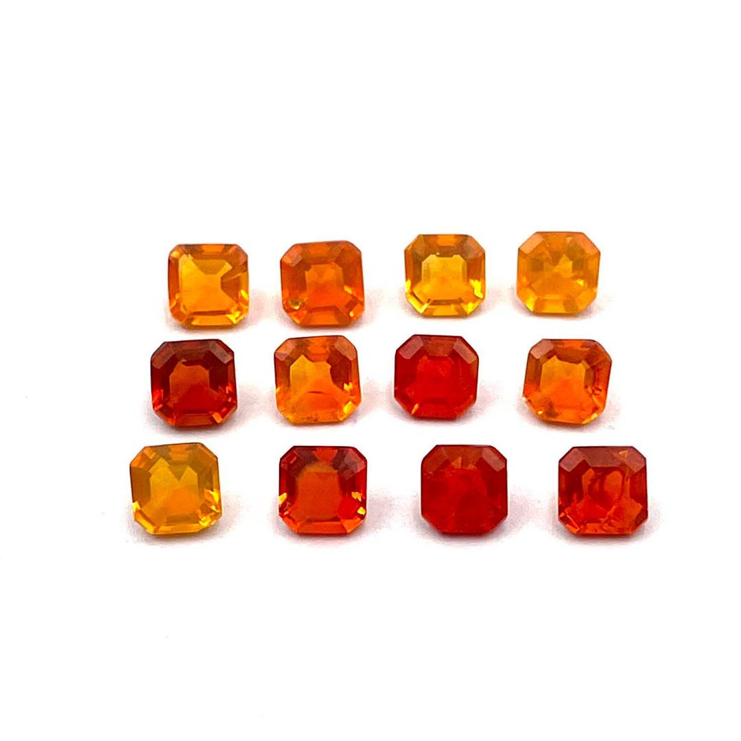 Natural Mexican Fire Opal Octagon Cut Loose Gemstone Lot 56 Pcs 4 MM 13 ...
