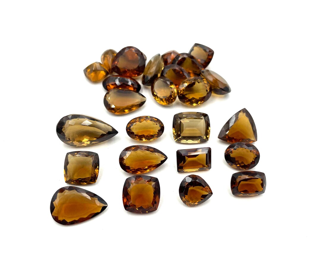 Natural Champagne Quartz Mix Shape Cut Loose Gemstone Lot 7-8 Pcs 100 ...