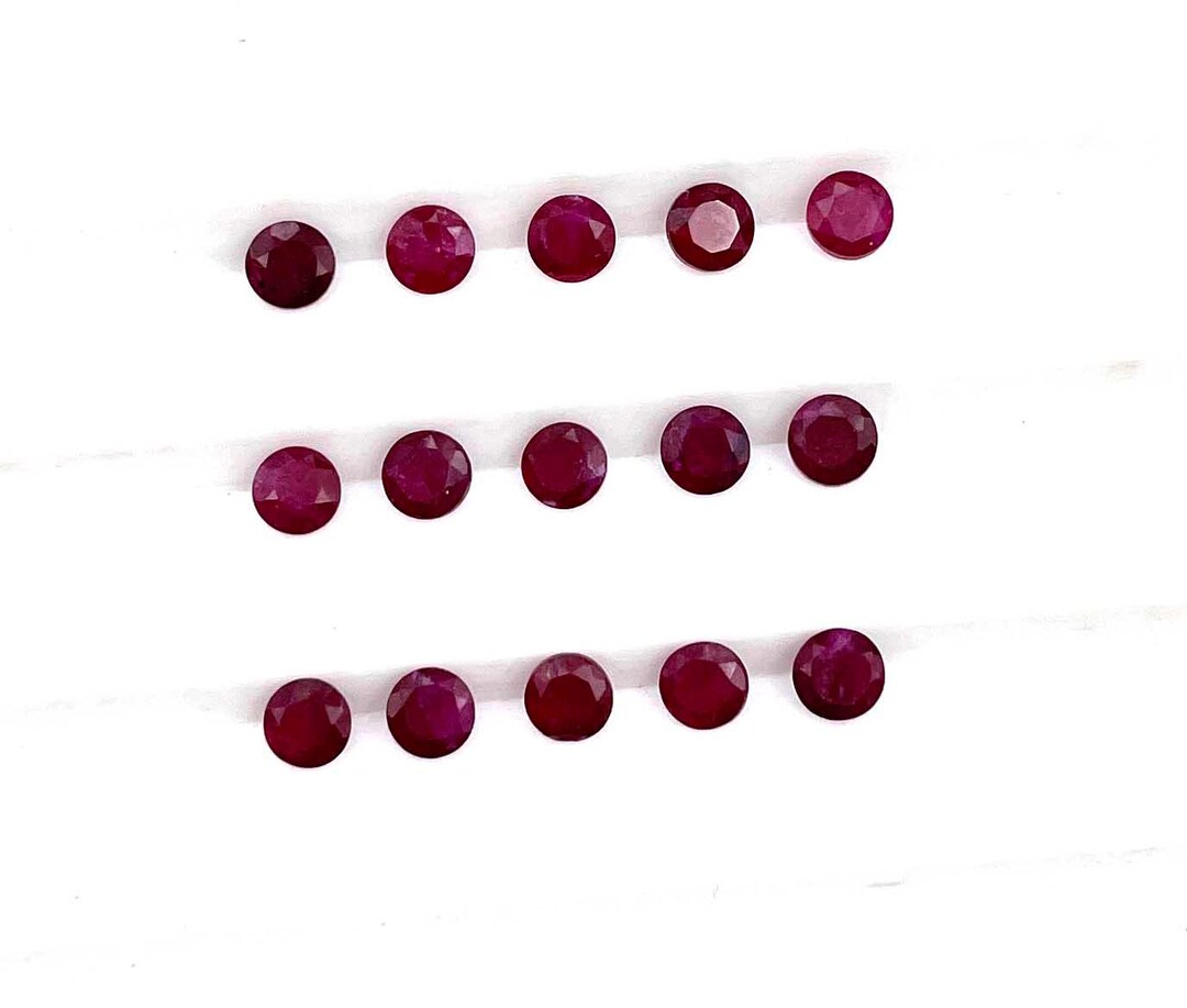 Natural Ruby Round Cut Loose Gemstone Lot 7 Pcs 3 MM 1 CT, Red Ruby ...