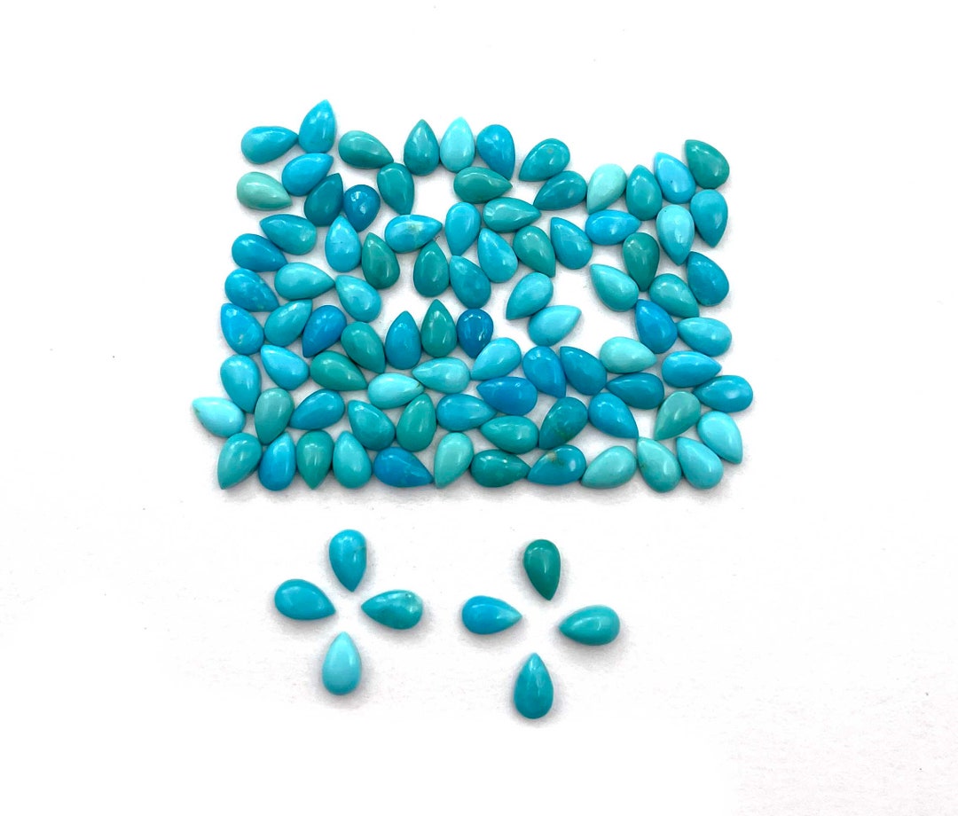 Natural Arizona Turquoise Pear Cabochon Loose Gemstone Lot 27 Pcs 35 MM ...