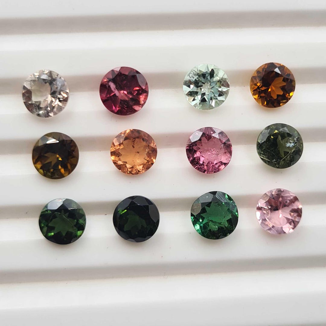 Natural Multi Tourmaline Round Cut Loose Stone Lot 20 Pcs 5 MM 10 CT ...