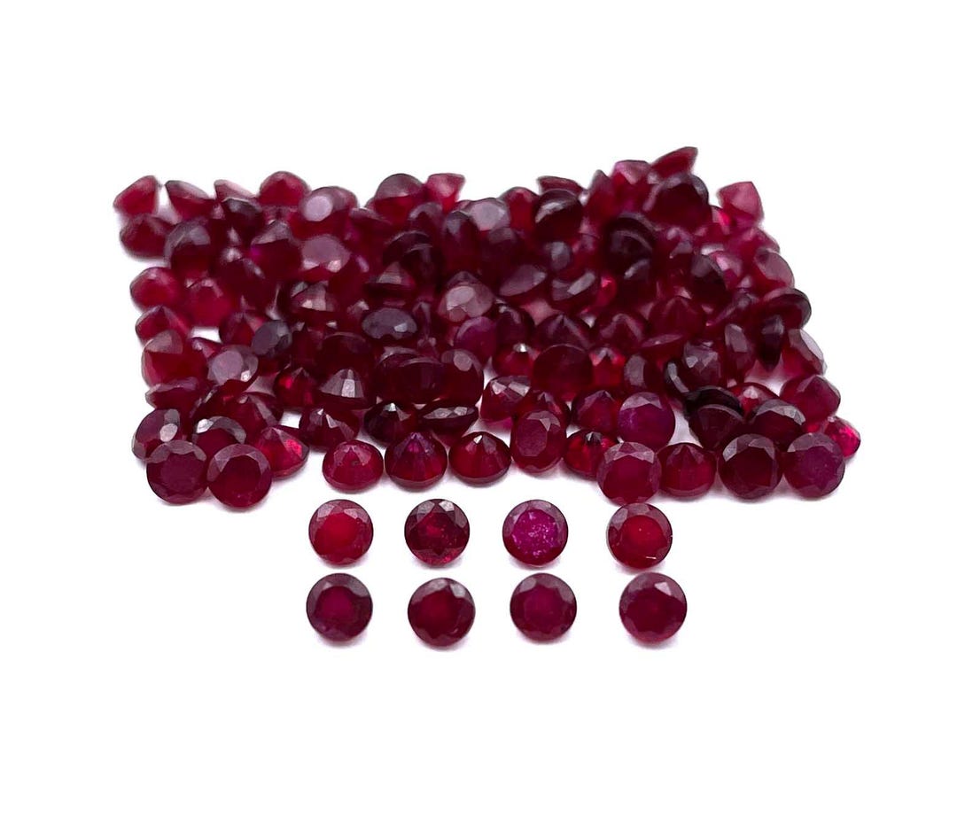 Natural Ruby Round Cut Loose Gemstone Lot 9 Pcs 2.75 MM 1 CT, Red Ruby ...