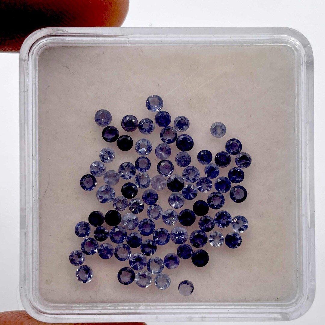 Natural Iolite Round Cut Loose Gemstone Lot 1.75 MM 100 Pcs, Iolite Cut ...