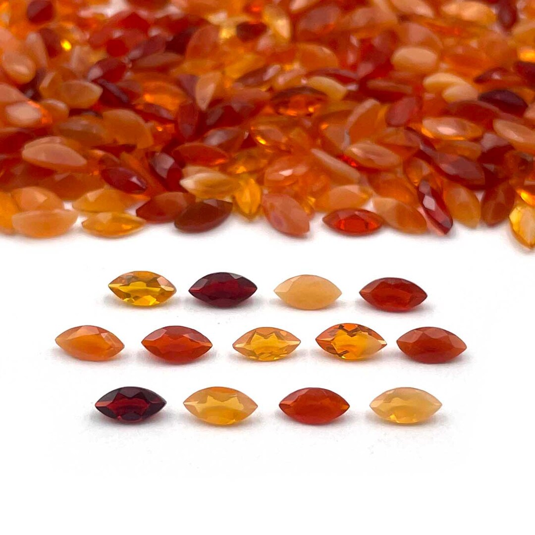 Natural Mexican Fire Opal Marquise Cut Loose Gemstone Lot 204 Pcs 2.5*5 ...