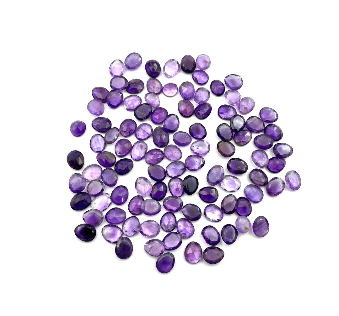 Natural Amethyst Fancy Rose Cut Loose Gemstone Lot 40 Pcs 9*11 MM 100 ...