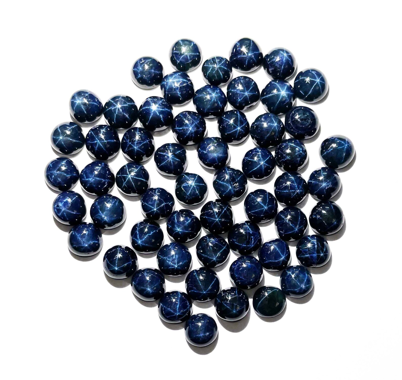 Natural Star Blue Sapphire Round Cabochon Diopside Gemstone 3 Pcs 7 MM ...