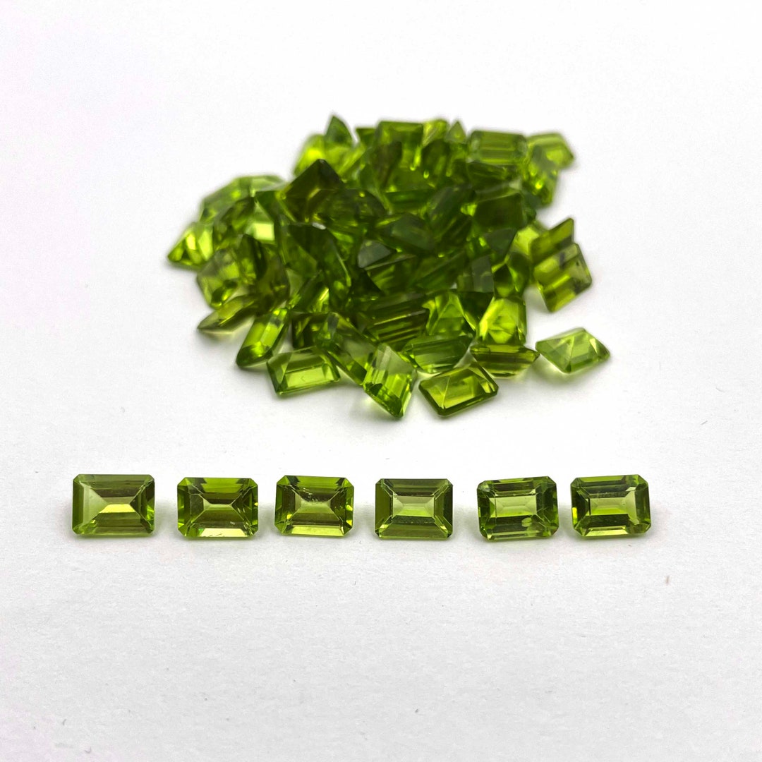 Natural Peridot Octagon Cut Loose Gemstone Lot 19 Pcs 6*8 MM 30 CT ...