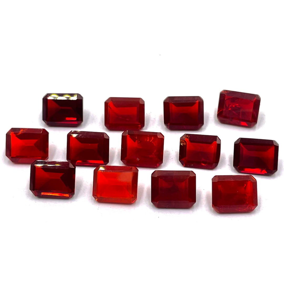 Natural Mexican Fire Opal Octagon Cut Loose Gemstone Lot 8*10 MM 4 CT 2 ...